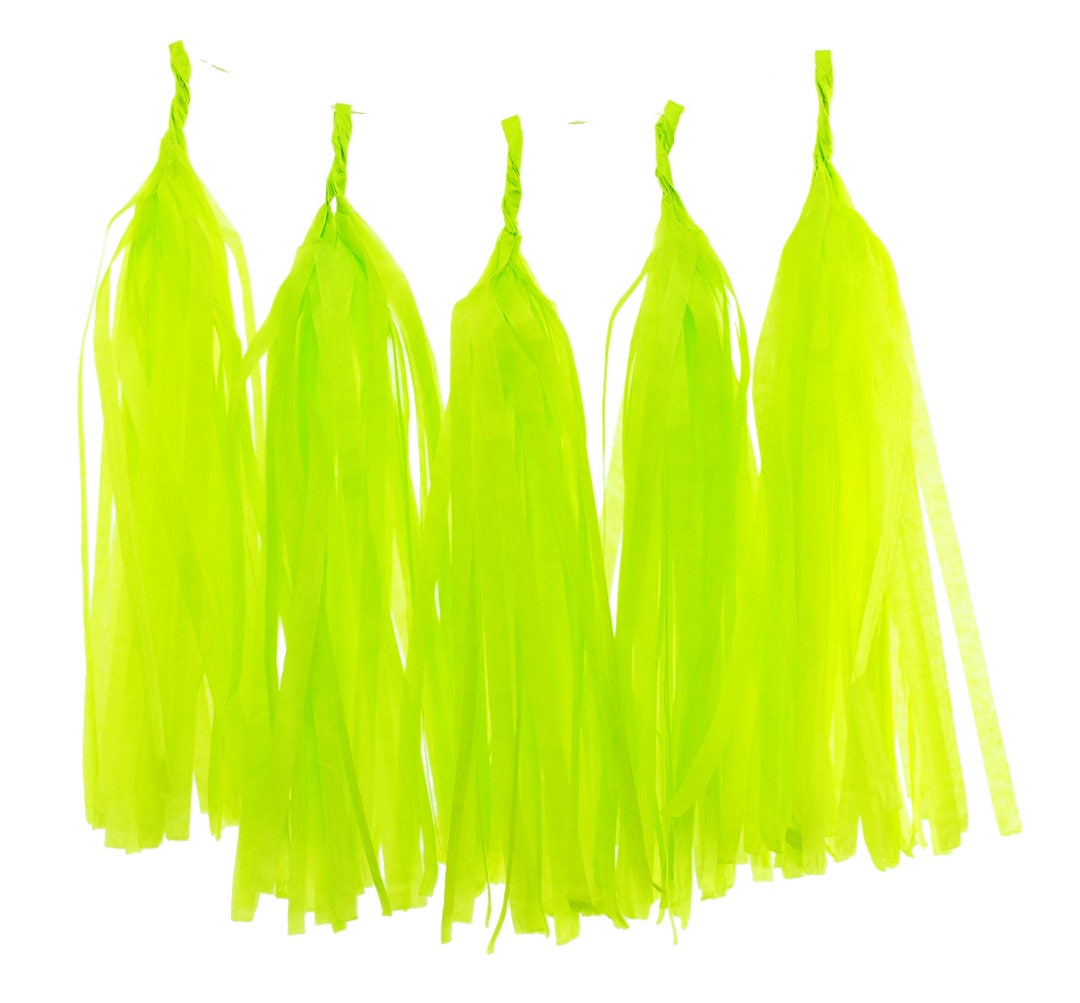 Lime Green Party Streamer Tissue Paper Tassels Decorations (set of 5 ...