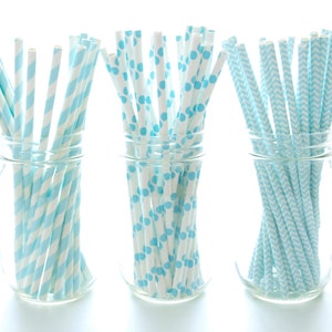 Light Blue Party Straws, Boy Baby Shower Straws, Beach Wedding Straws ...