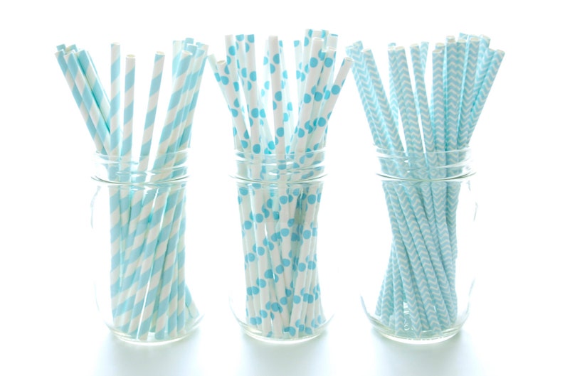 Light Blue Party Straws Boy Baby Shower Straws Beach Wedding - Etsy
