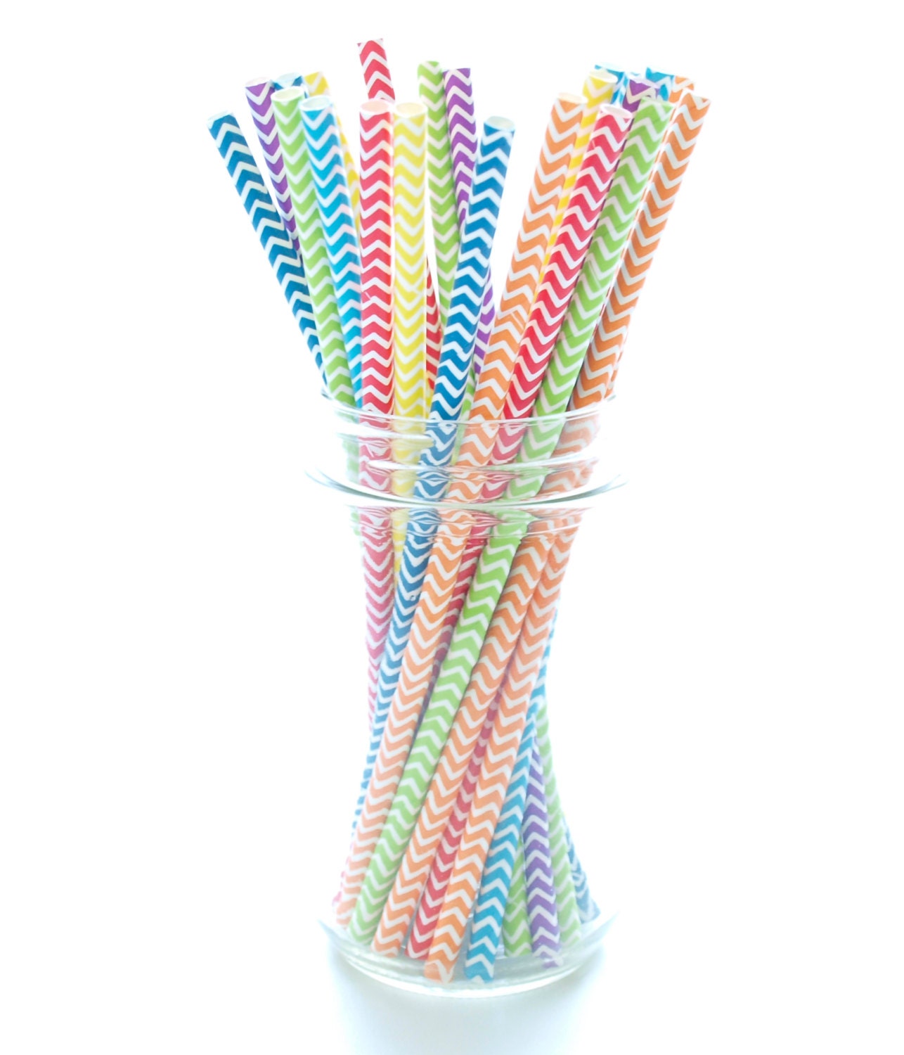 Rainbow Chevron Straws Birthday Party Straws Paper Drinking | Etsy