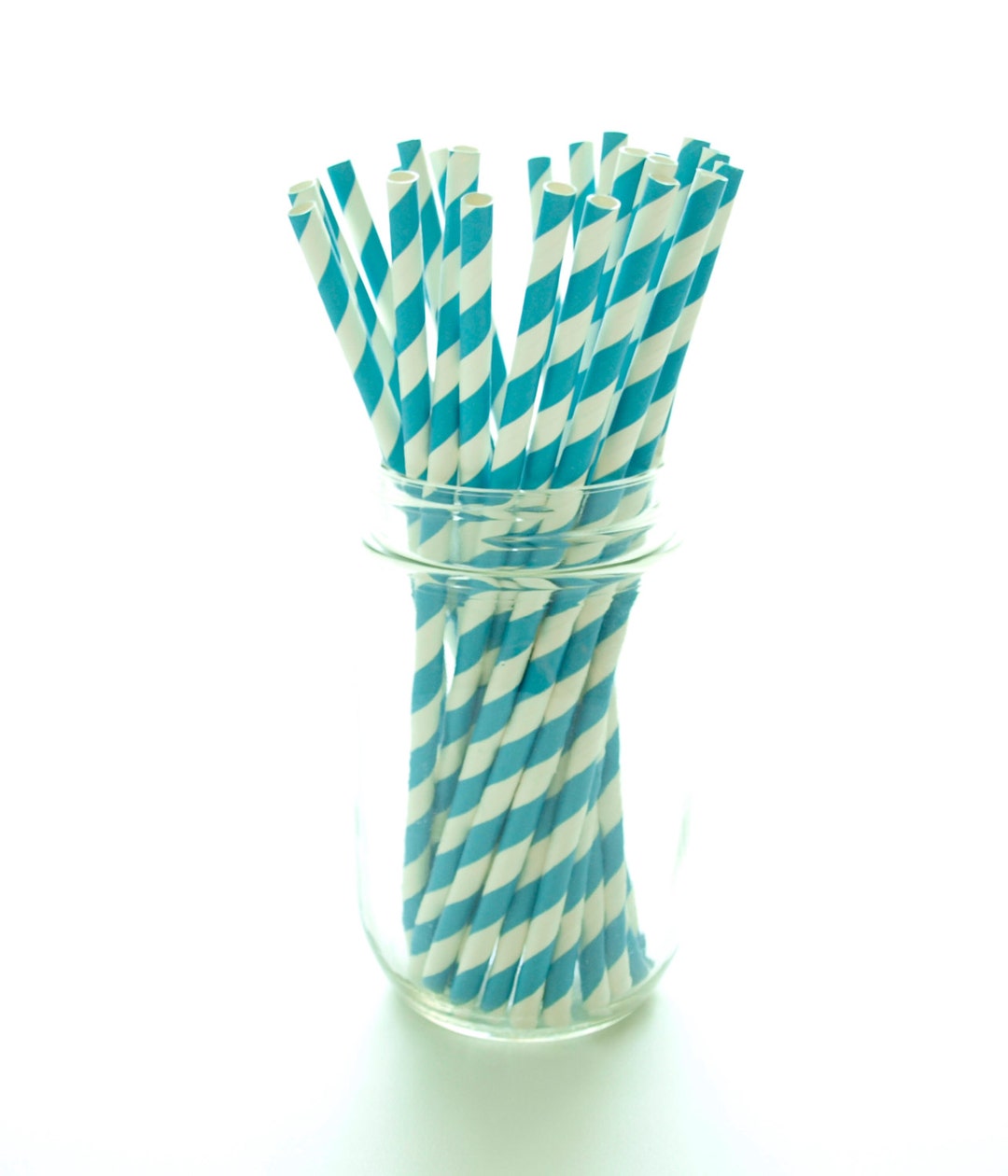 Teal Blue Striped Straws, Fun Straws, Paper Party Straws, Blue Drinking ...