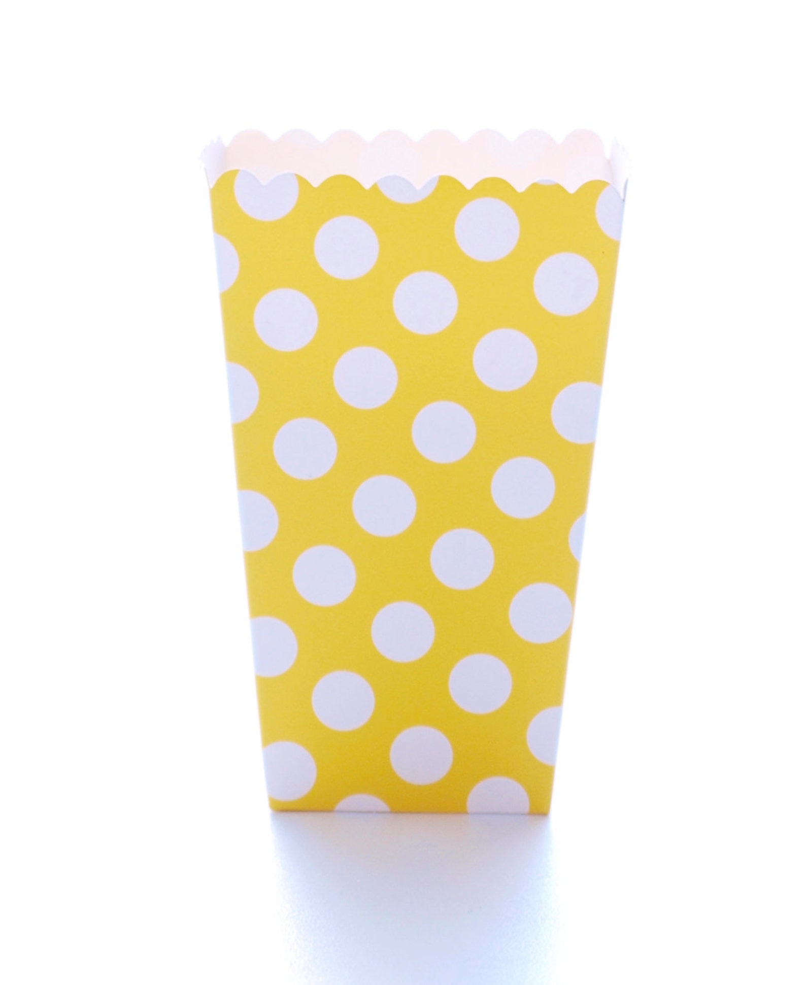 Yellow Polka Dot Popcorn Boxes 12 Pack Scalloped Edge | Etsy
