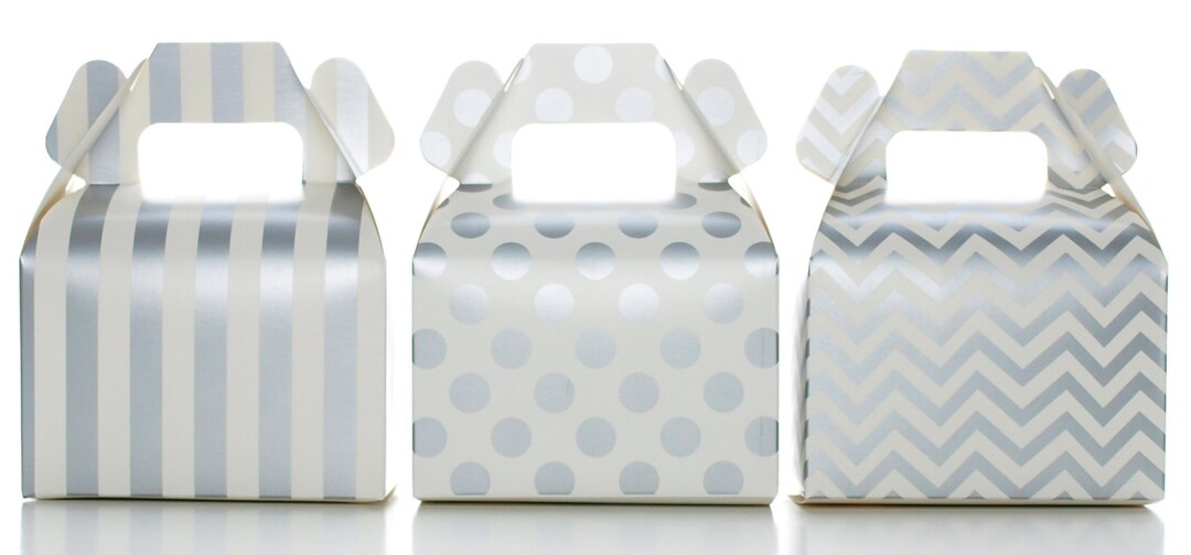 Silver Party Favor Boxes (36 Pack): Mini Gable Treat Boxes - Etsy