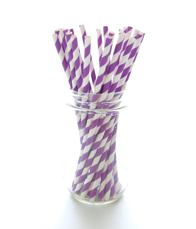 Purple Party Straws Wholesale Paper Straws Striped Party - Etsy