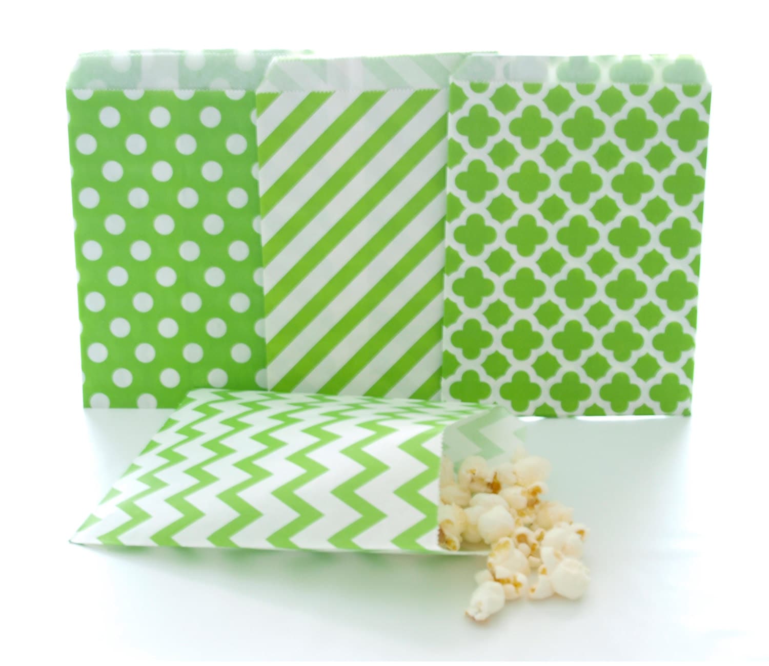 Green Paper Party Bags 100 Pack Stripe Chevron Spanish | Etsy