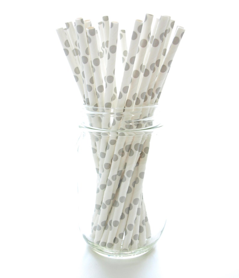 Silver Paper Straws Wedding Party Drinking Straws Long Paper - Etsy