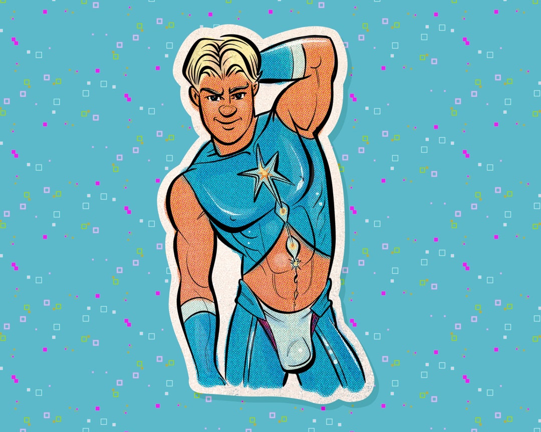 SPACE GIGOLO Vinyl Sticker HQ Gay Art Hunk Muscle Male Body Stripper ...