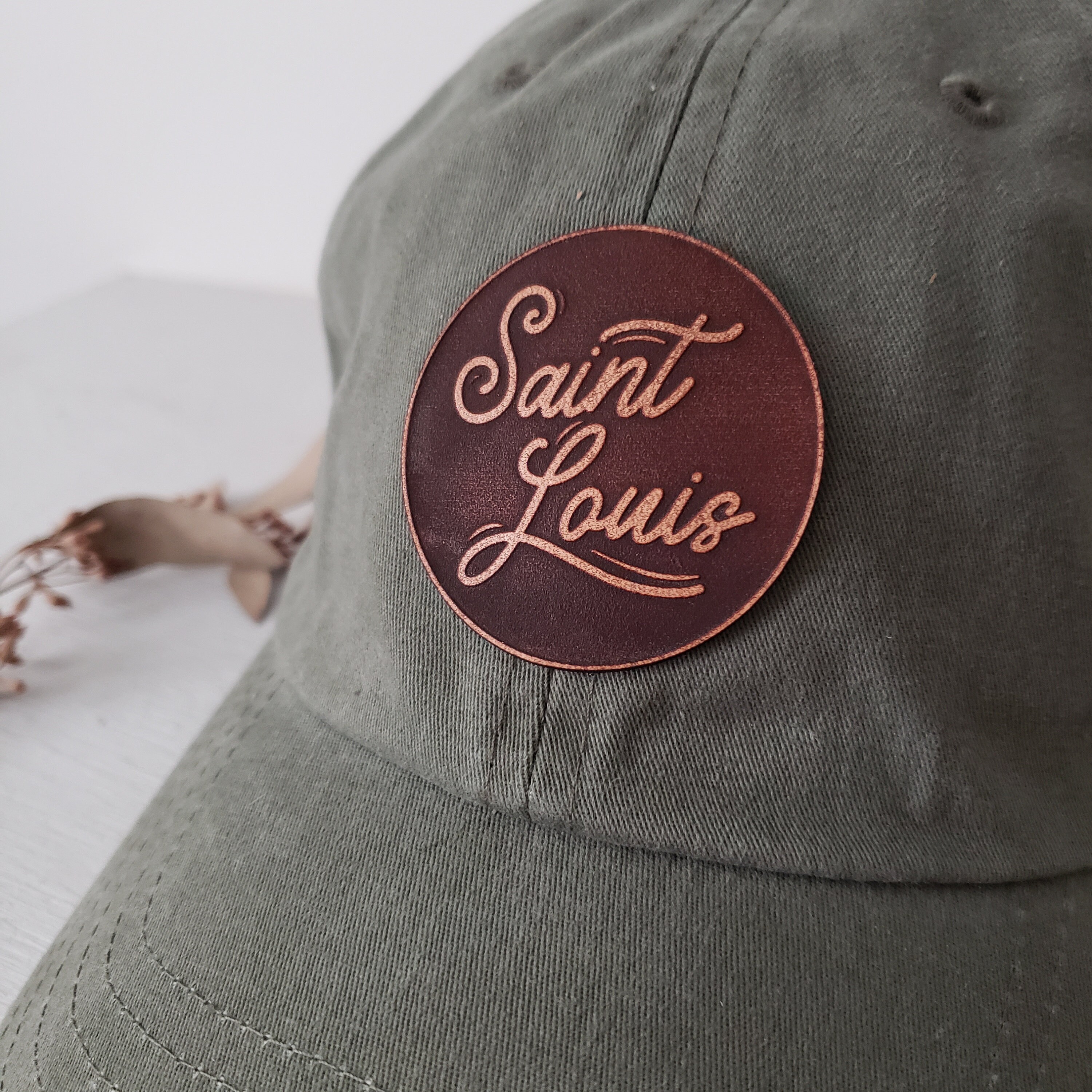 Saint Louis Script Dad Cap || STL Army Green Dad Cap - Etsy
