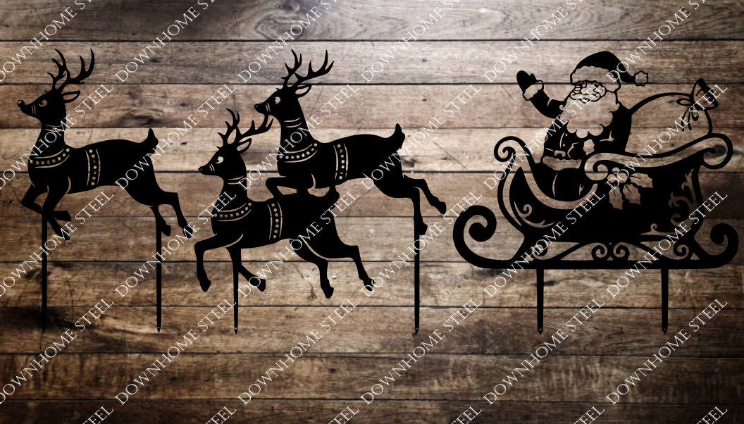 Santa Sleigh and Reindeer Svg/dxf - Downhome Steel Digital Download ...