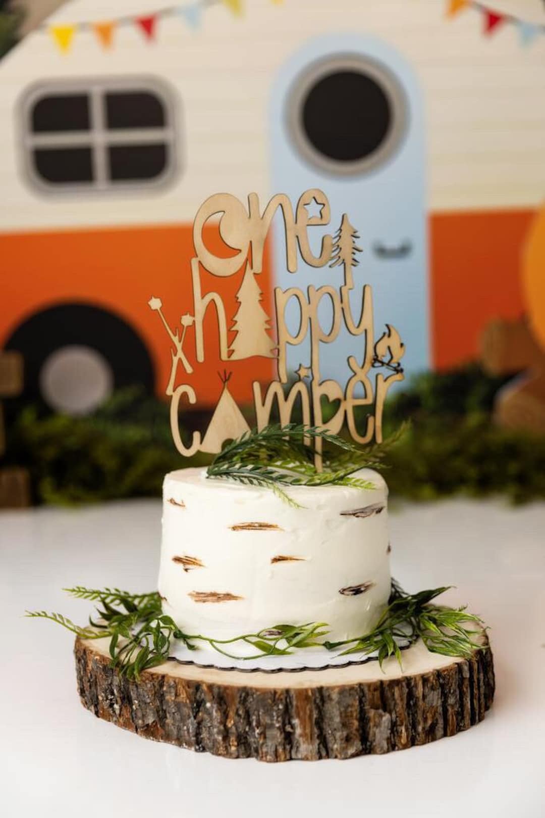 One Happy Camper Psd,lightburn,dxf,svg, Png Laser File Cake Topper ...
