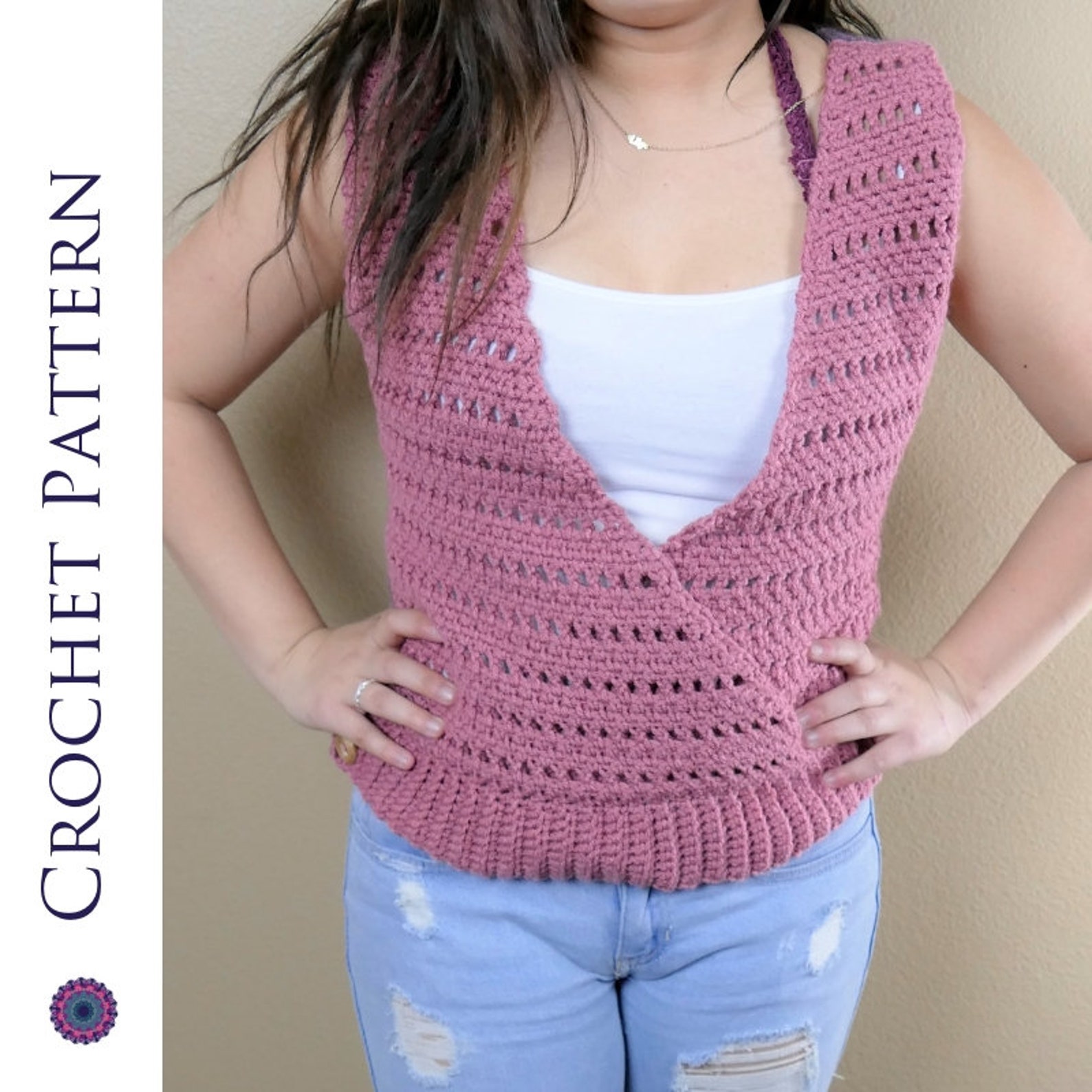 V-neck Sleeveless Top CROCHET PATTERN - Reversible Shell Vest - Etsy