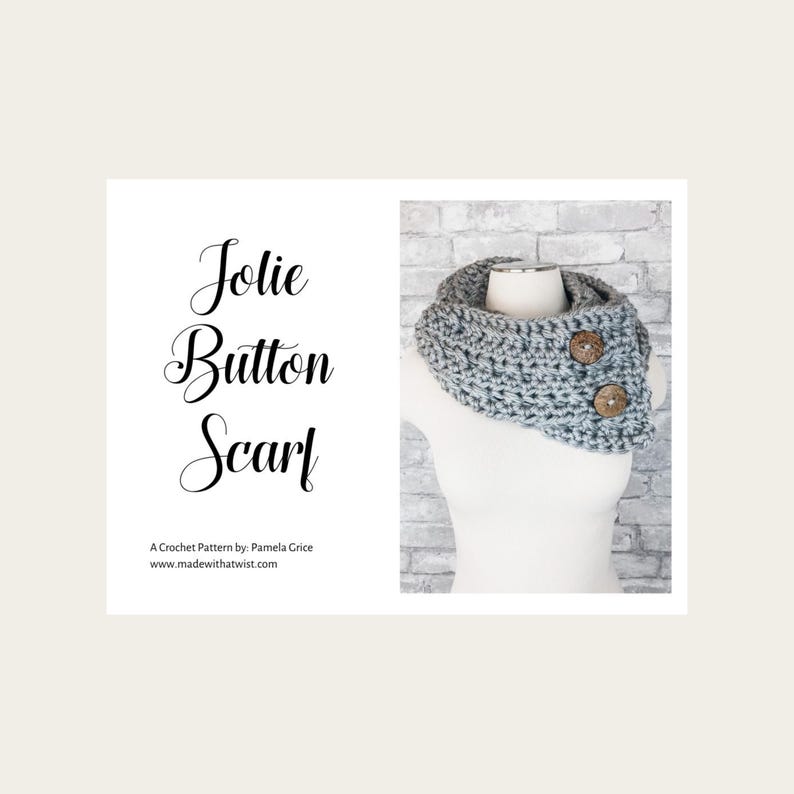Jolie Button Scarf – Easy Crochet Scarf Pattern for Beginners (PDF) - Etsy