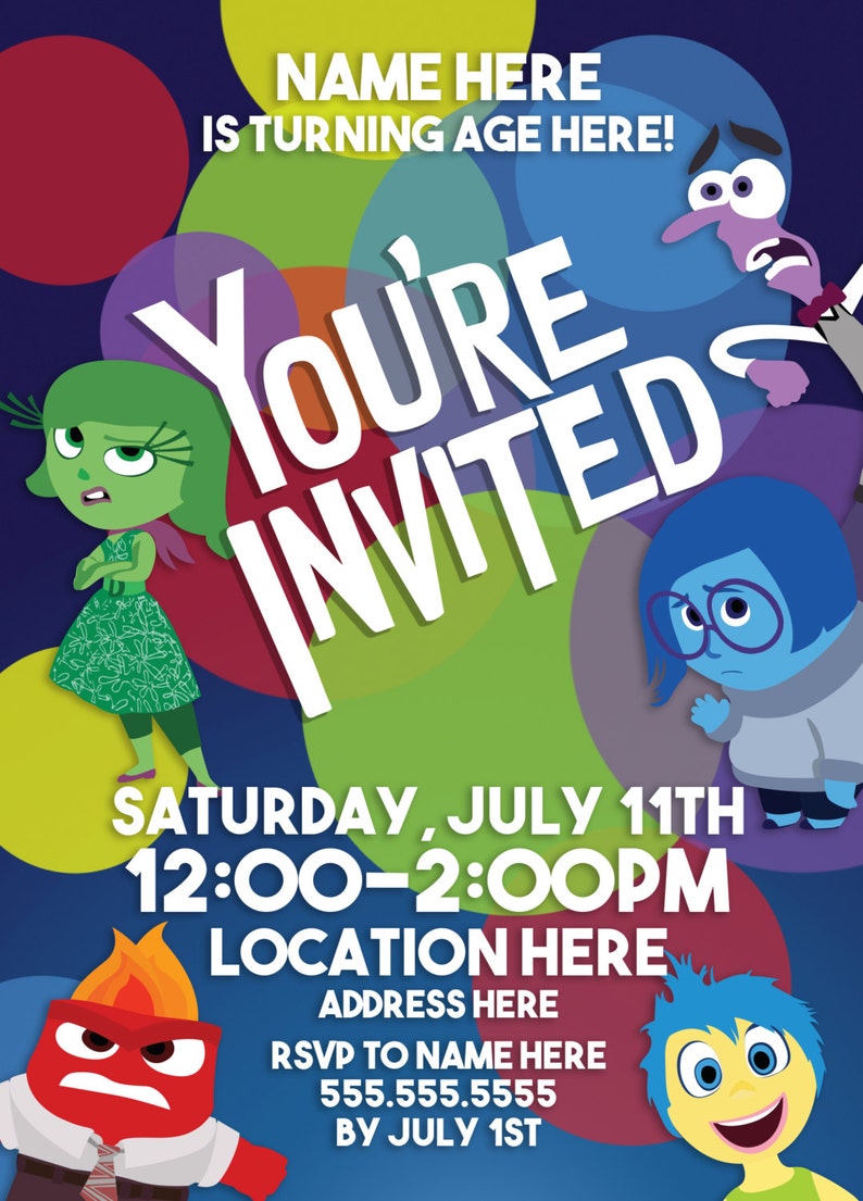 Disney Pixar Inside Out Birthday Party Invitation - Etsy New Zealand