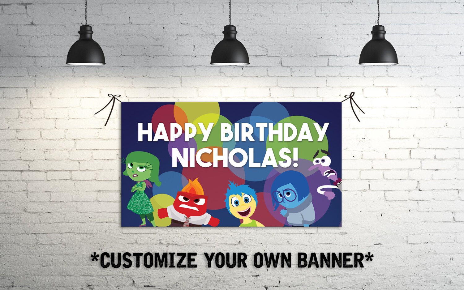 Disney Pixar Inside Out Birthday Party Banner Decor - Etsy