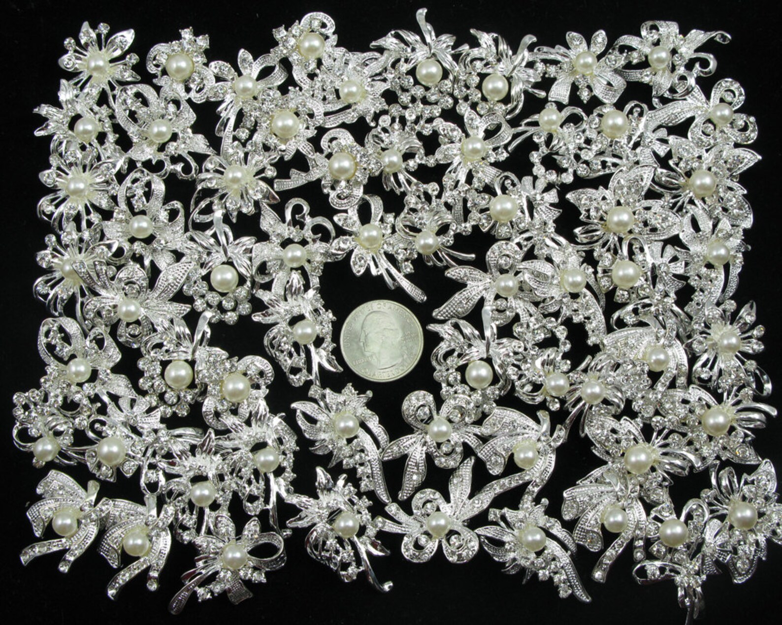 Lot 60 Crystal Rhinestone Pearl Brooches Pins Bridal Wedding Bouquet ...