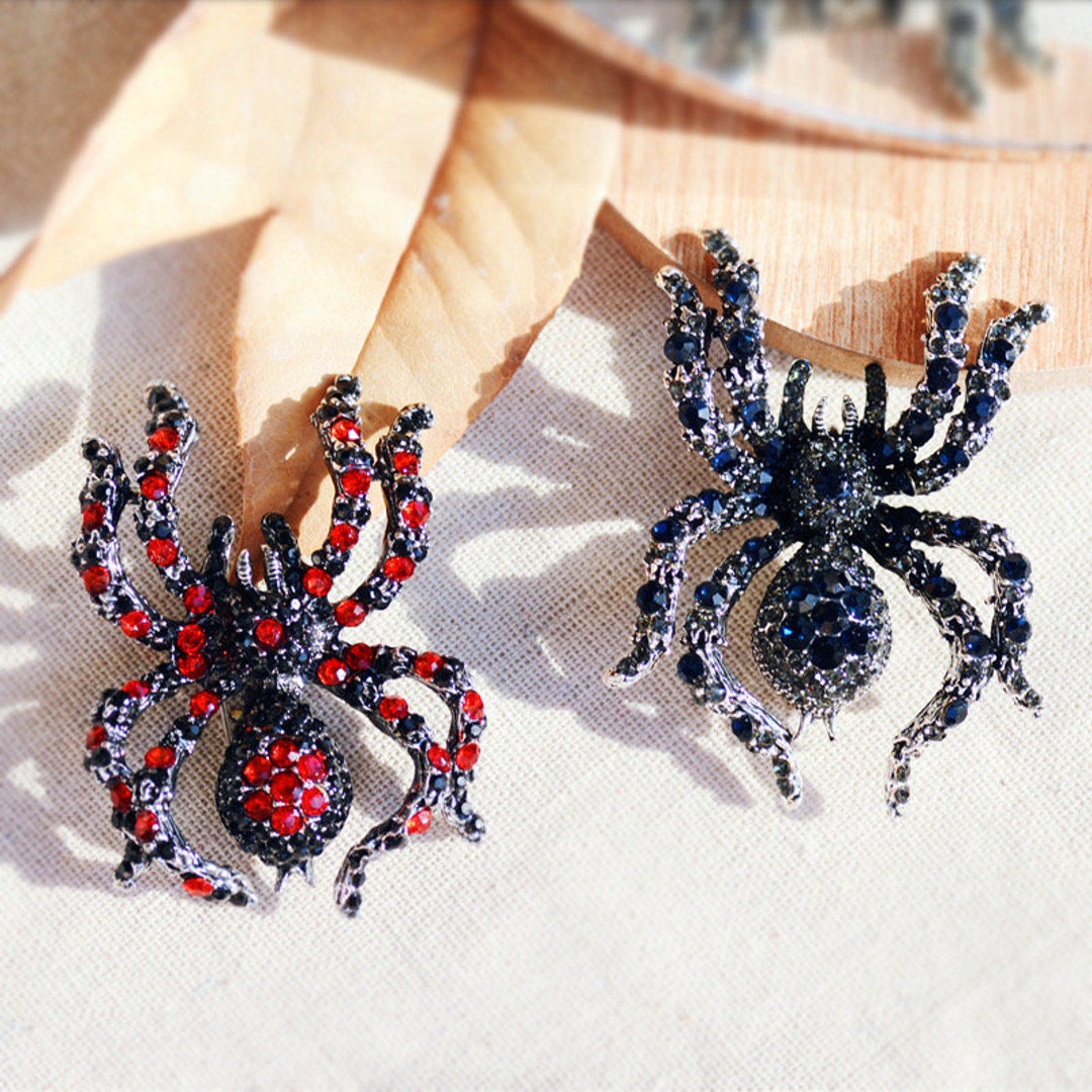 2-colors RED Crystal Rhinestone Spider Brooch Spider Jewelry Spider ...