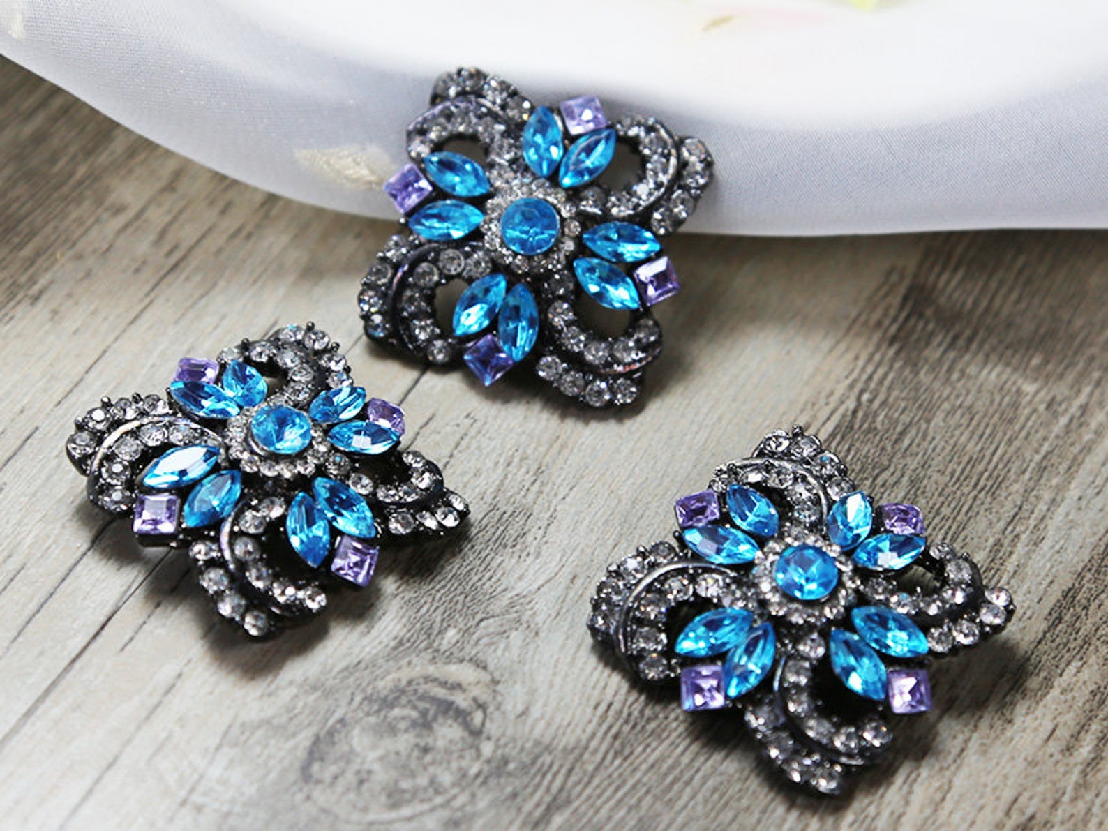 Lot 10x BLUE Crystal Rhinestone Brooch Vintage Brooch Wedding - Etsy