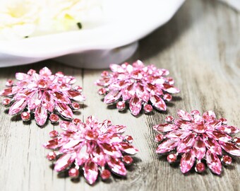 Rhinestone Brooch Component Crystal Light Rose Pink Brooch - Etsy