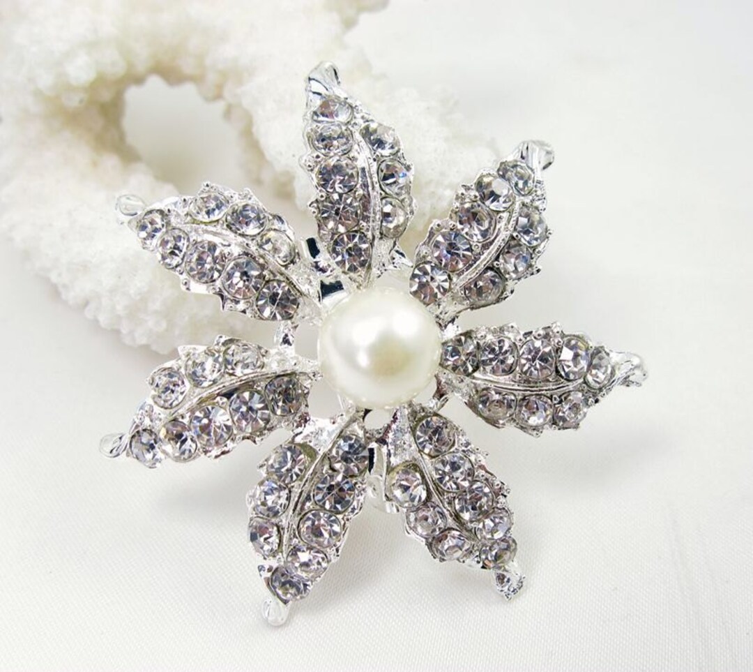 1x Crystal Rhinestone Brooch Pearl Brooch Wedding Brooch - Etsy