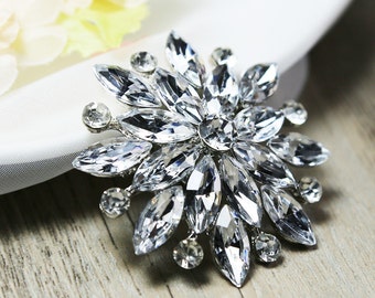 Light Pink Rhinestone Brooch Crystal Brooch Flower Brooch Wedding ...