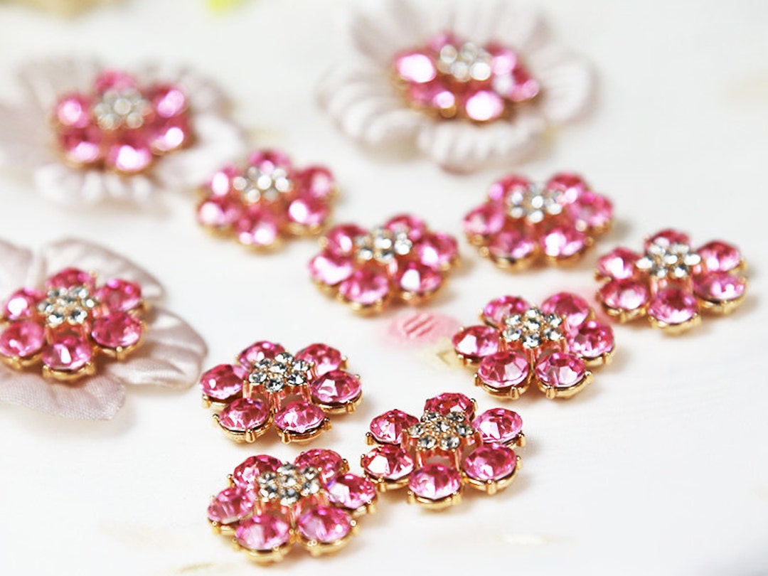 Lot 10 Flat Back Rhinestone Button Applique Light Pink Button - Etsy