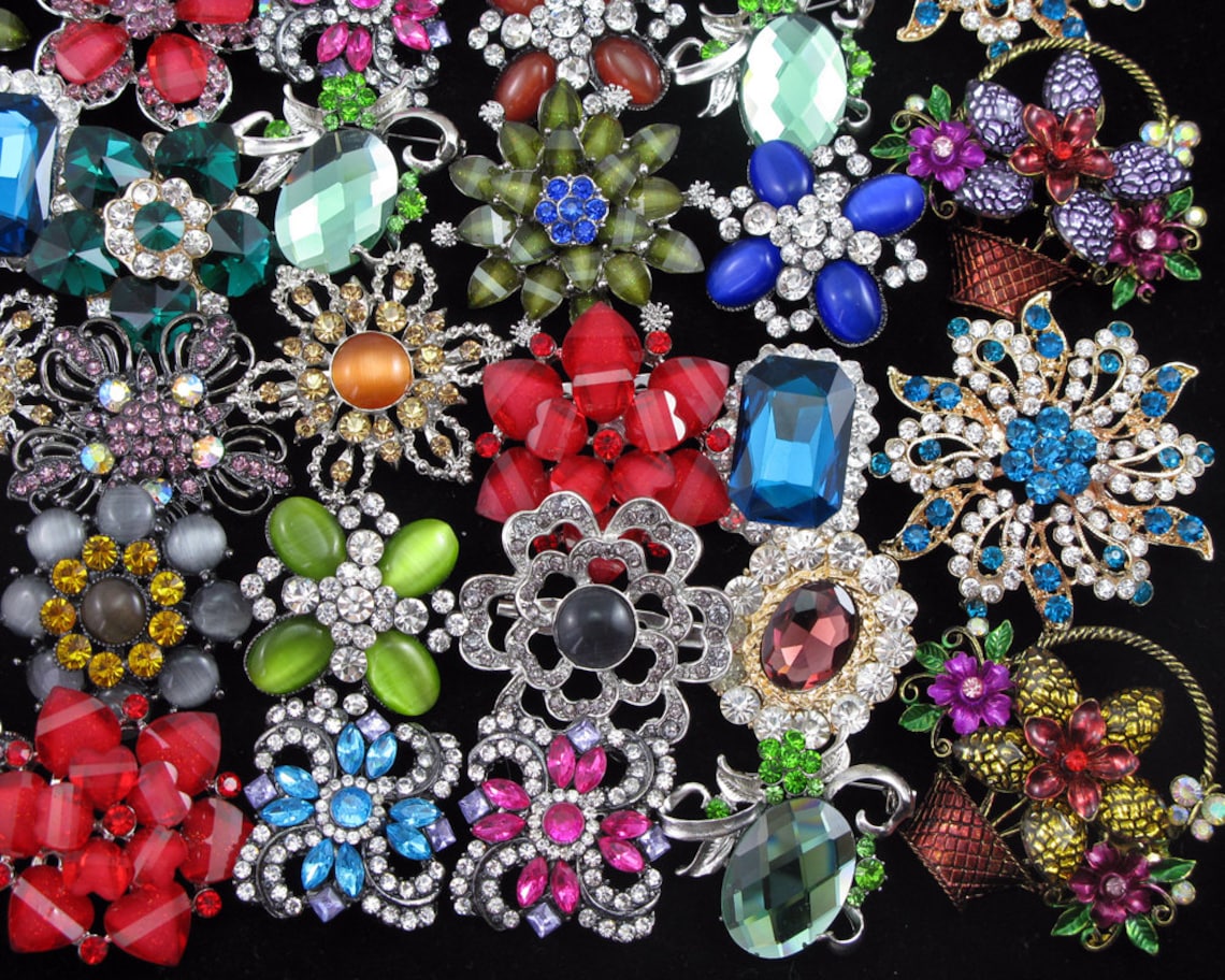 Lot 40 Vintage Style Brooch Crystal Rhinestone Brooch Bridal Brooch ...