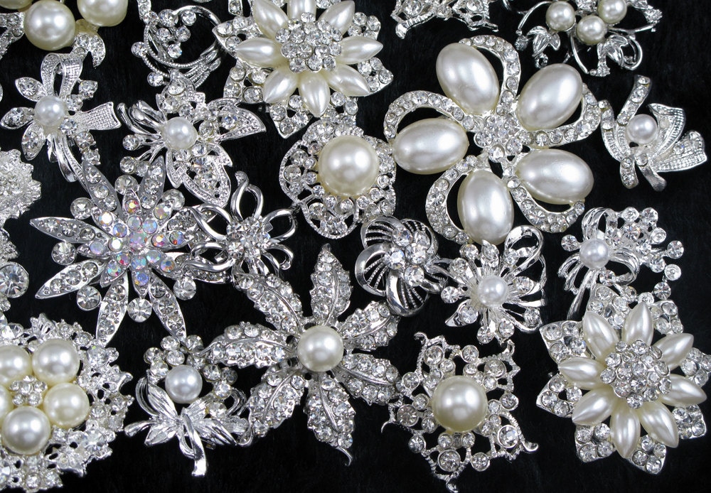 Lot 40pcs Crystal Rhinestone Brooch Pins Wedding Brooch - Etsy