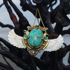 CAIRO Egyptian Reproduction Jewelry, Winged Amulet, Turquoise Jewelry ...