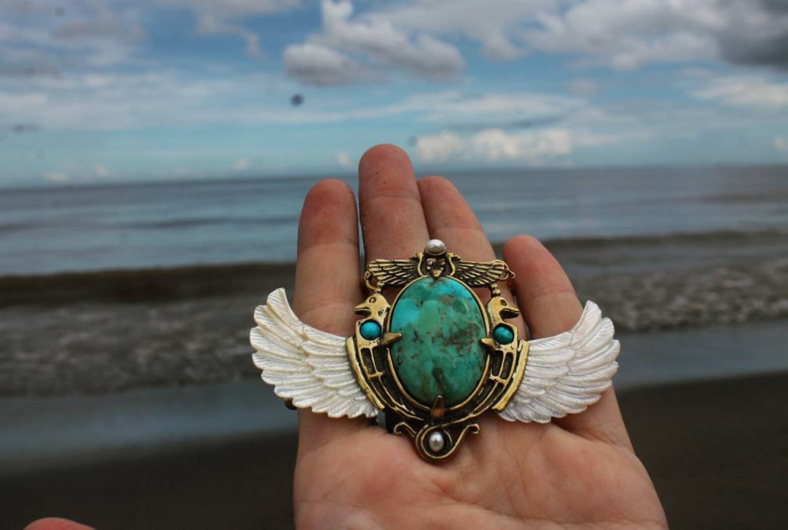 CAIRO Egyptian Reproduction Jewelry Winged Amulet Turquoise - Etsy
