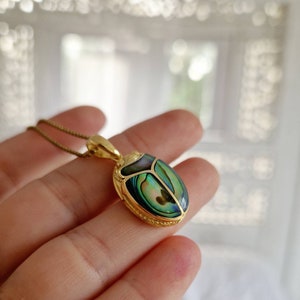 KHEPRI Abalone Scarab, Inlayed Shell Pendant, Carved Scarab, Beetle ...