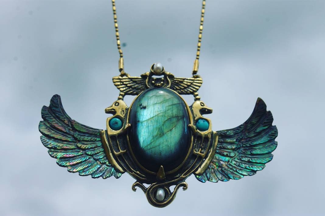 PHARAONIC Egyptian Reproduction Jewelry, Winged Goddess, Turquoise ...