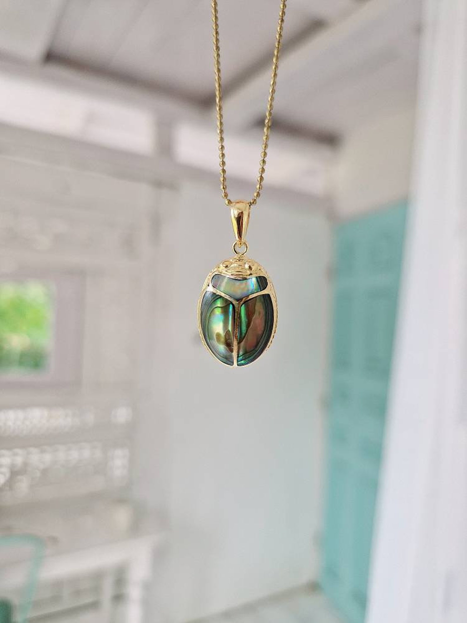 KHEPRI Abalone Scarab, Inlayed Shell Pendant, Carved Scarab, Beetle ...