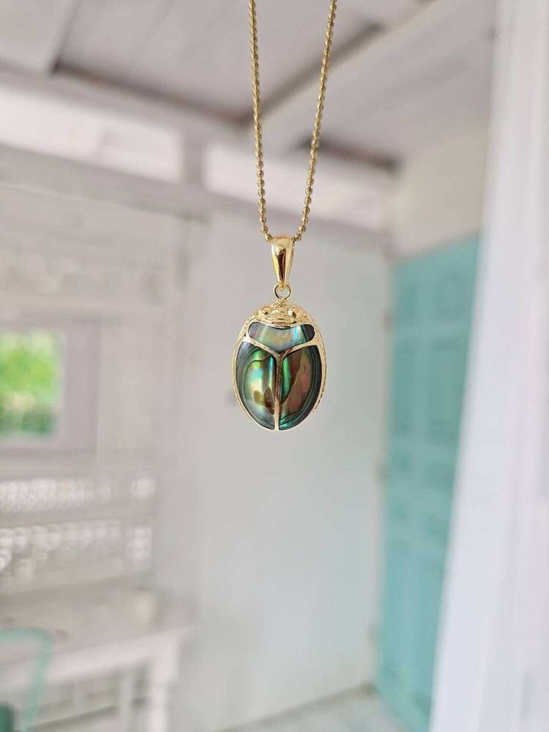 KHEPRI Abalone Scarab, Inlayed Shell Pendant, Carved Scarab, Beetle ...