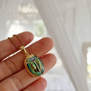 KHEPRI Abalone Scarab, Inlayed Shell Pendant, Carved Scarab, Beetle ...