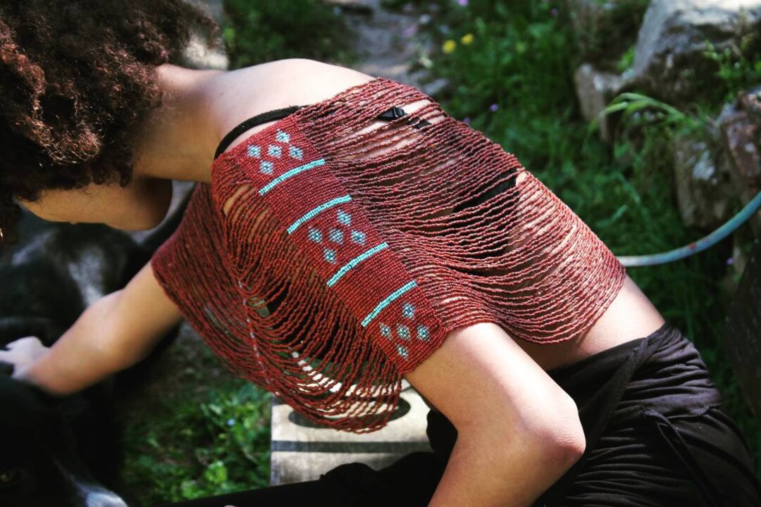 ABUK Red Bead Body Jewelry Bead Shoulder Necklace Chain Body - Etsy