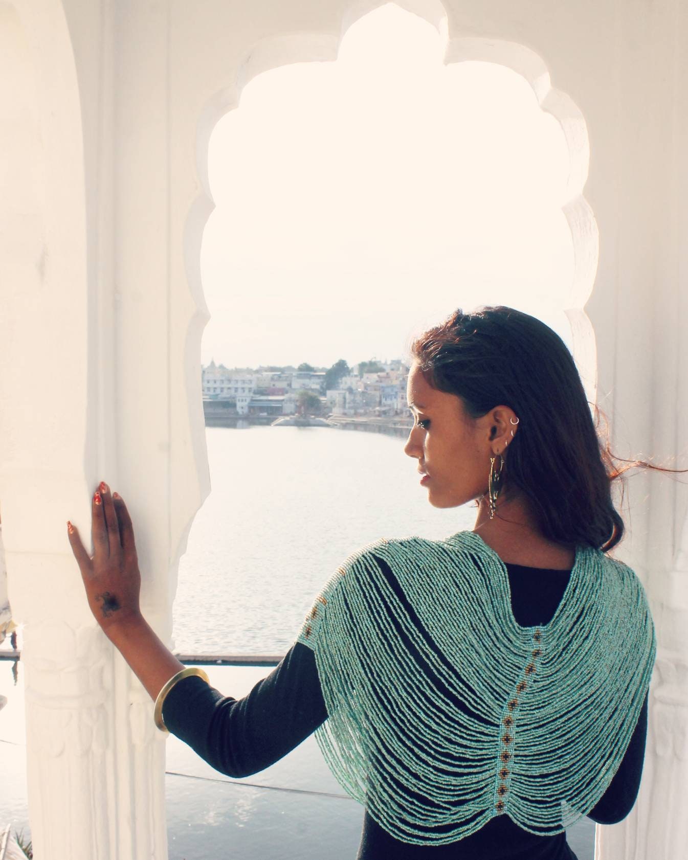 ABUK Turquoise Body jewelry bead shoulder necklace chain | Etsy