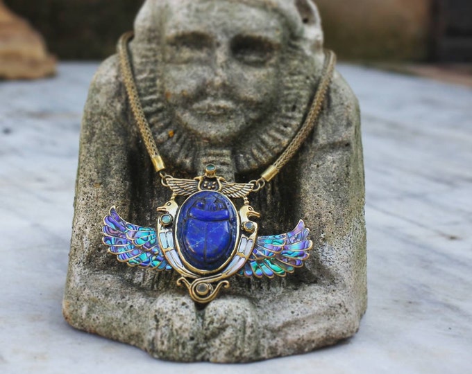 Egyptian Scarab Reproduction Necklace Winged Scarab Hand | Etsy