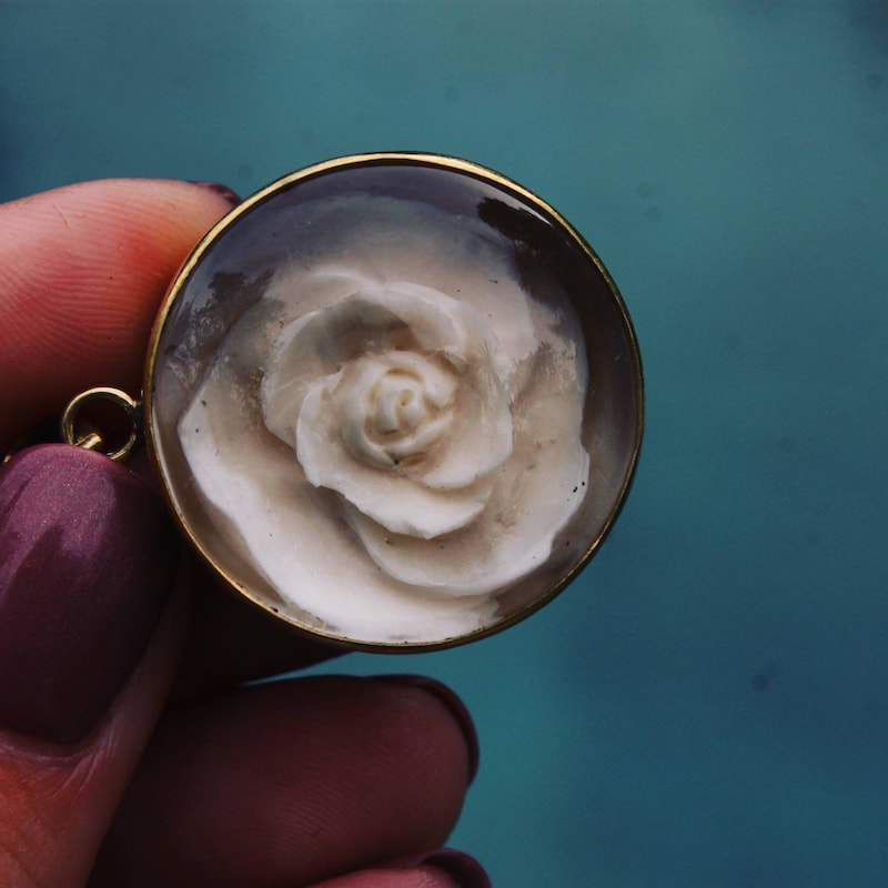 Carved Rose Pendant - Etsy