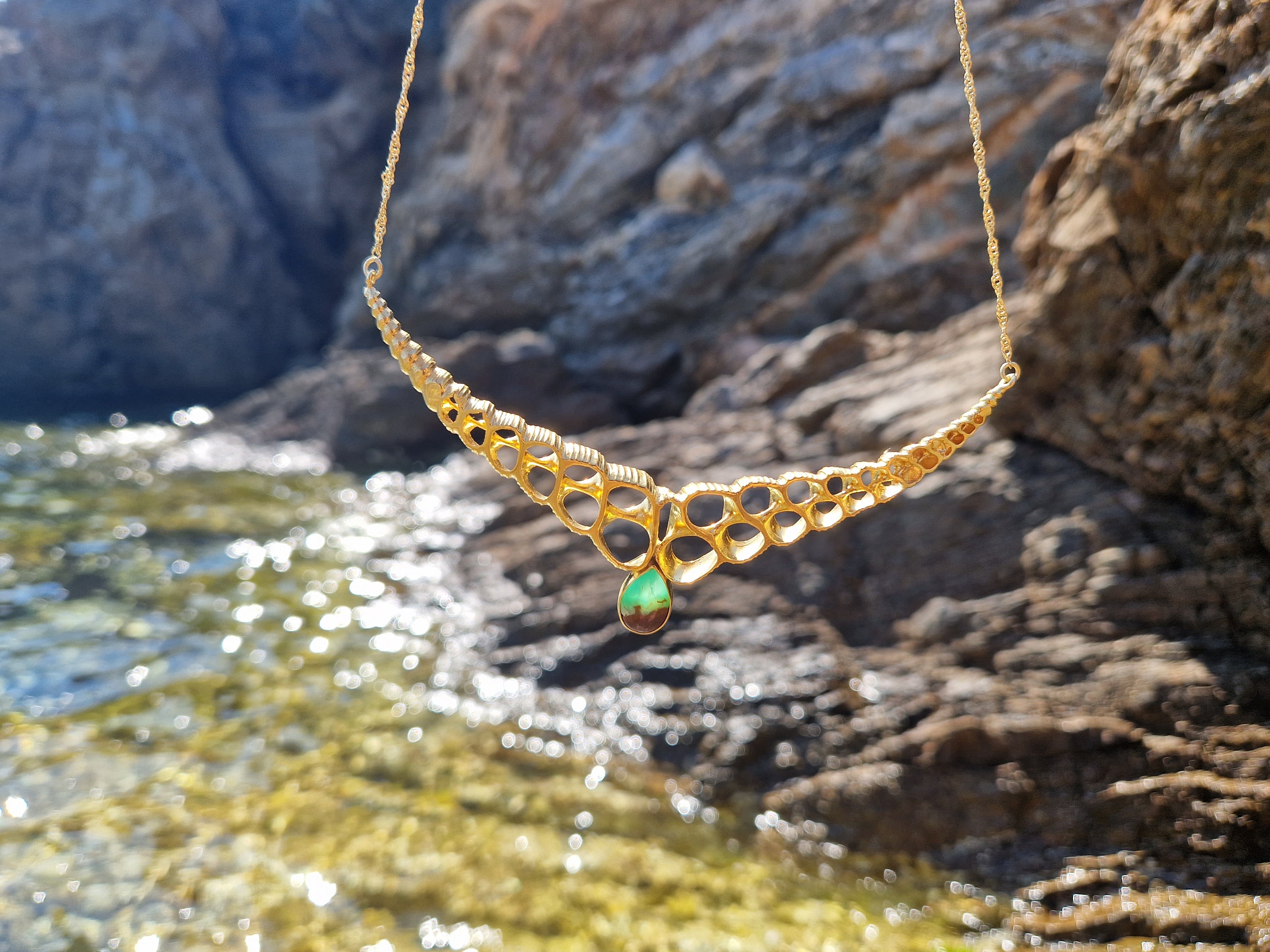 SEA SNAIL Chrysoprase, FIBONACCI Shell Necklace, Nautical Jewelry ...