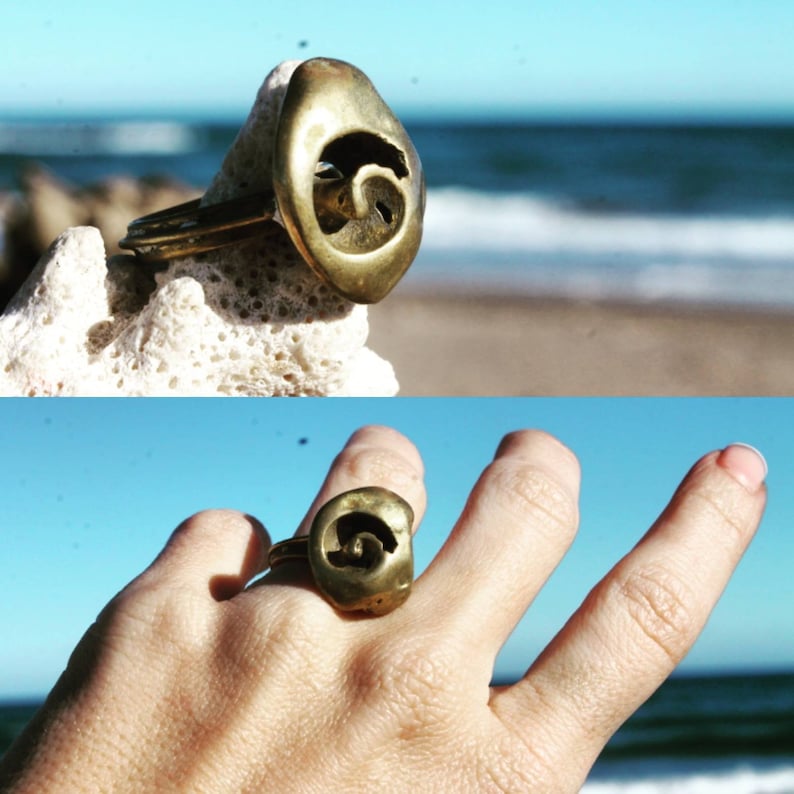 SPIRAL Shell Ring Sea Shell Ring Brass Ring Fractal - Etsy