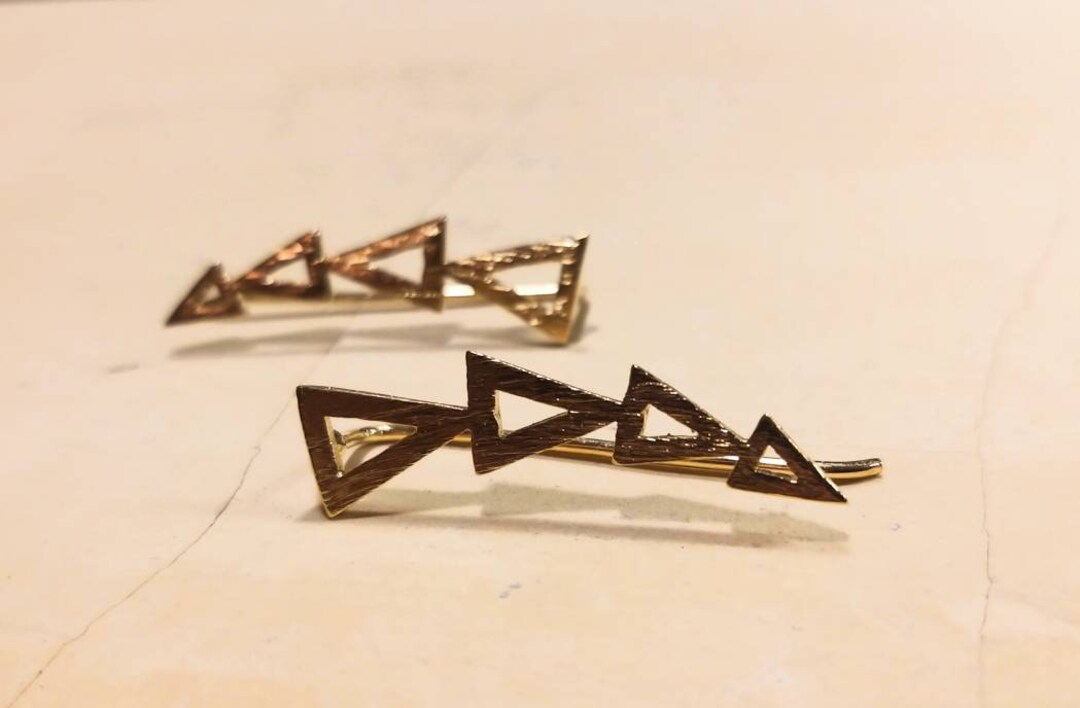 TRIANGLE EAR CLIMBER, Gold Plated Earcuffs, Elven Earcuff, Climbing Earrings, Festival Style ...