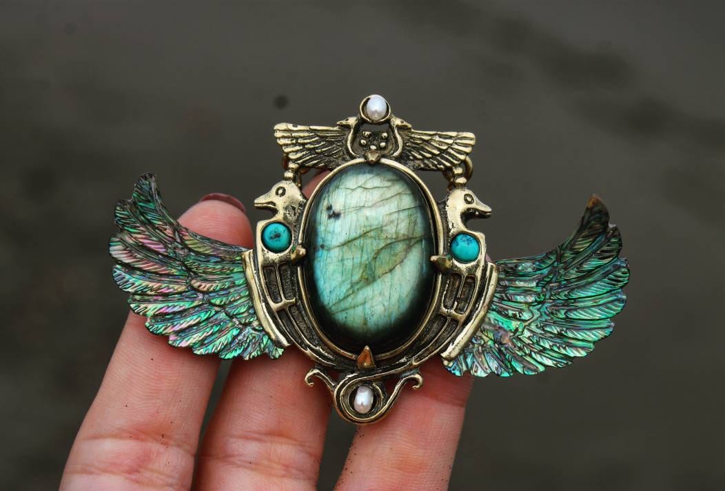 PHARAONIC Egyptian Reproduction Jewelry, Winged Goddess, Turquoise ...