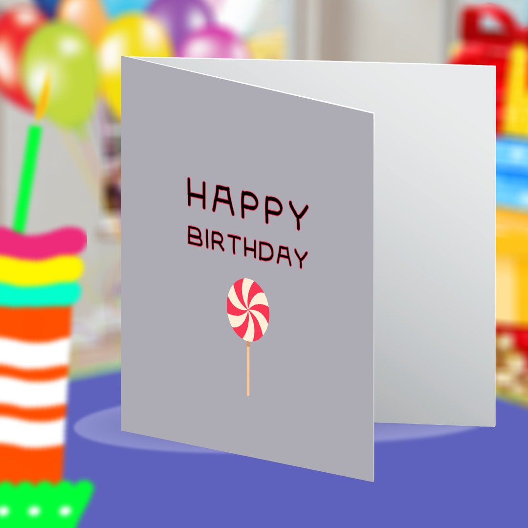 Happy Birthday Lollipop Candy Blank Birthday Greeting Card - Etsy