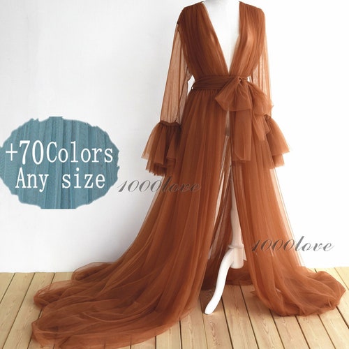 Burnt Umber Tulle Dress Formal Evening Dresseslong Sleeves - Etsy
