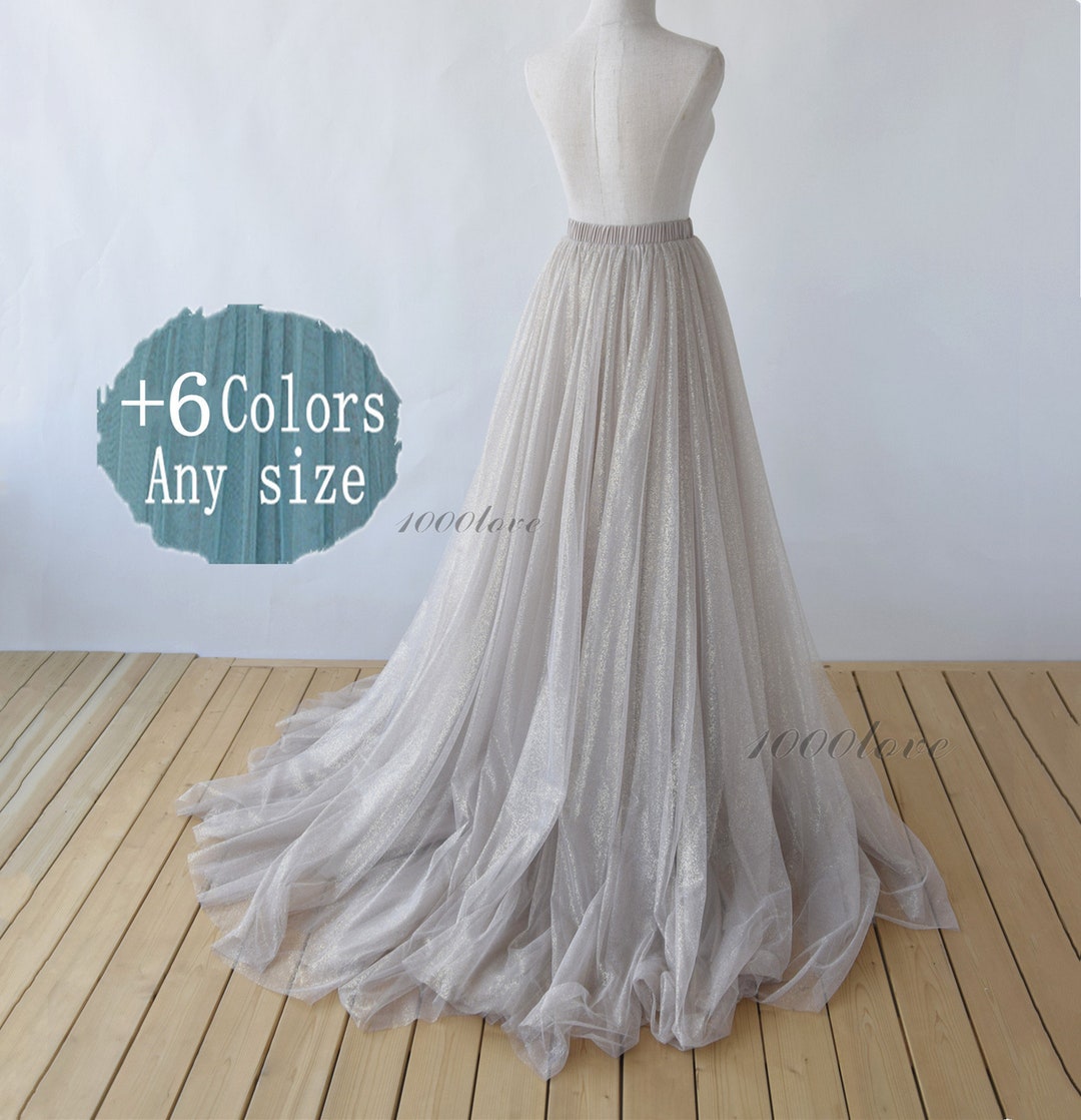 Sparkle Long Maxi Tulle Train Skirt, Shimmering Bridesmaid Dress ...