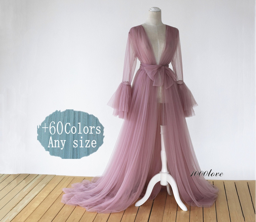 Sheer Tulle Dress Formal Evening Dresseslong Sleeves Robe - Etsy