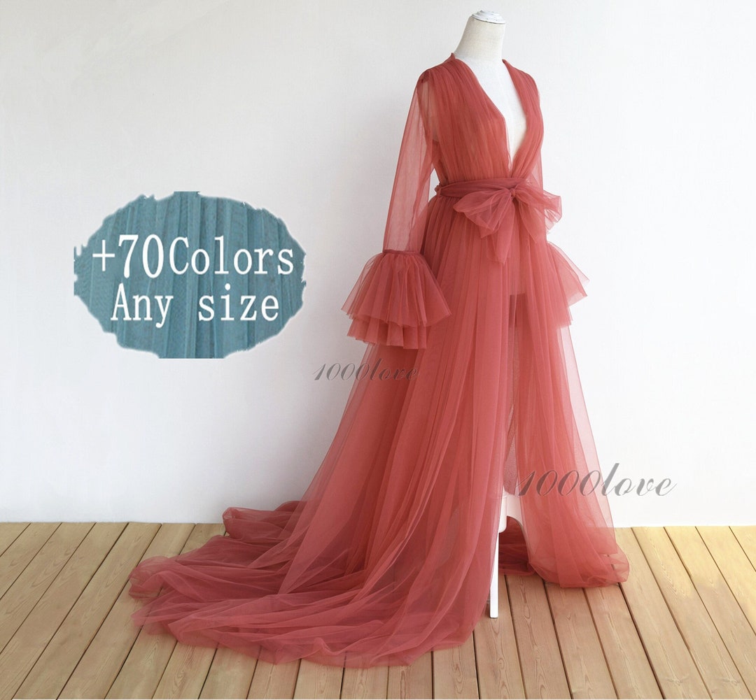 Custom Sheer Tulle Dress Formal Evening Dresses,long Sleeves Photo ...
