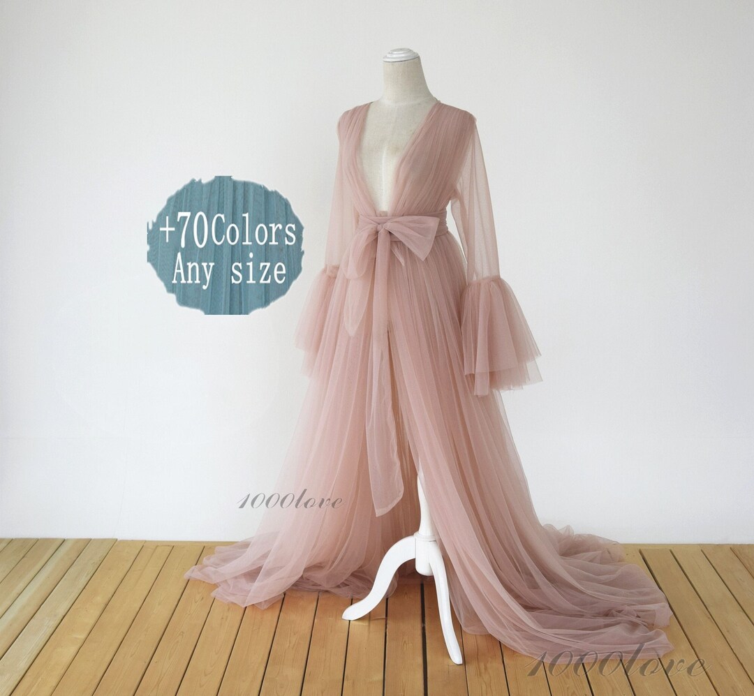 Custom Sheer Tulle Dress Formal Evening Dresses,long Sleeves Photo ...