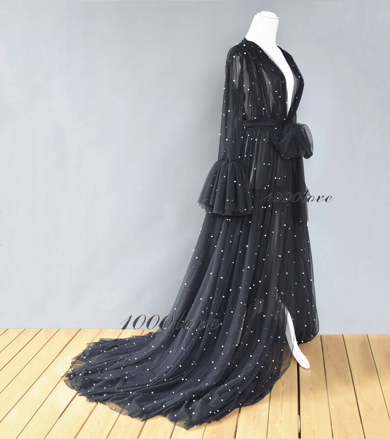 White Pearl Sheer Tulle Formal Evening Dresses, Photo Shoot Tulle Dress ...