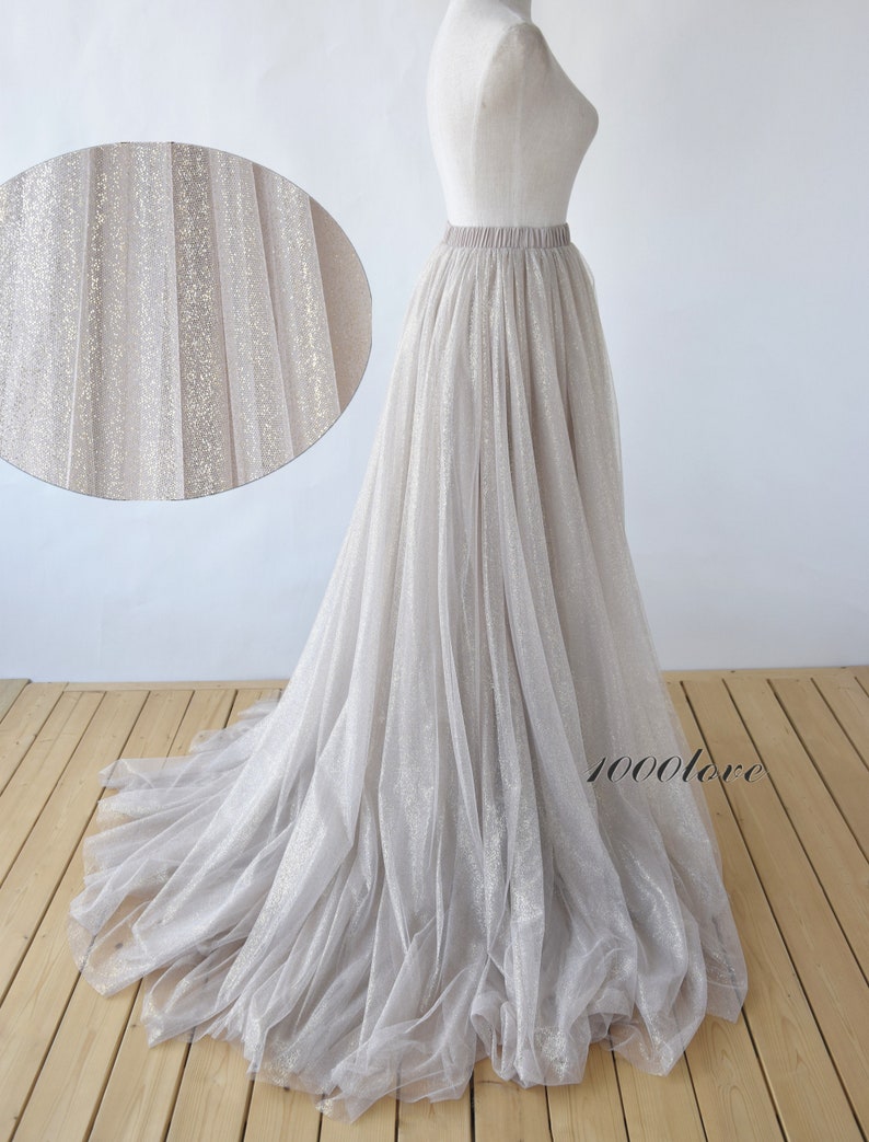 Sparkle Long Maxi Tulle Train Skirt Shimmering Bridesmaid - Etsy